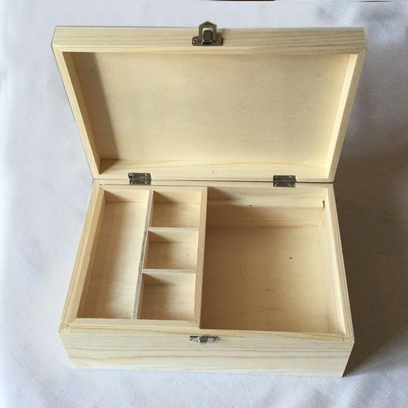 Caja rectangular con bandeja extraible de madera 27x19x10 cm |TOPAZ